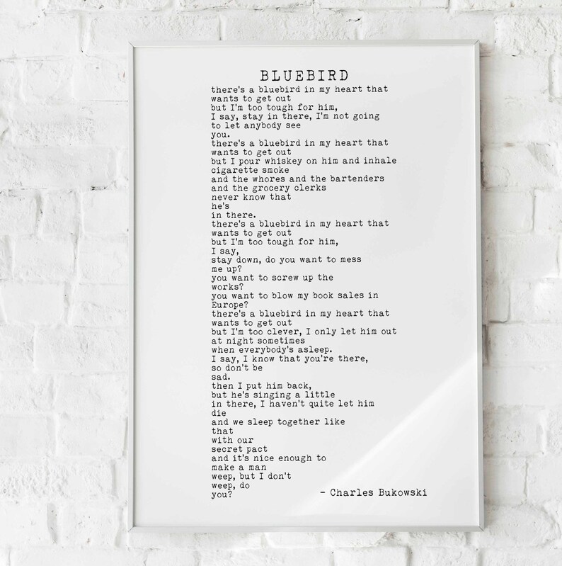 Charles Bukowski Bluebird Poem Print: Minimalist Literary Wall Art - Etsy
