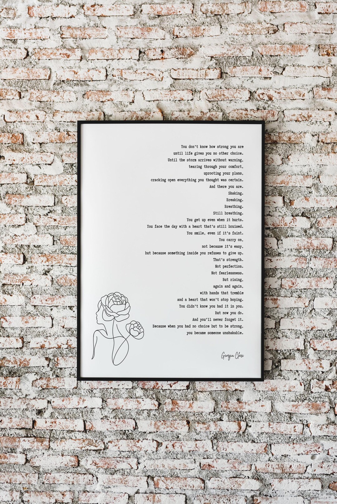 Unshakable Poem Print – Strength Through Hardship Quote by Georgia ...