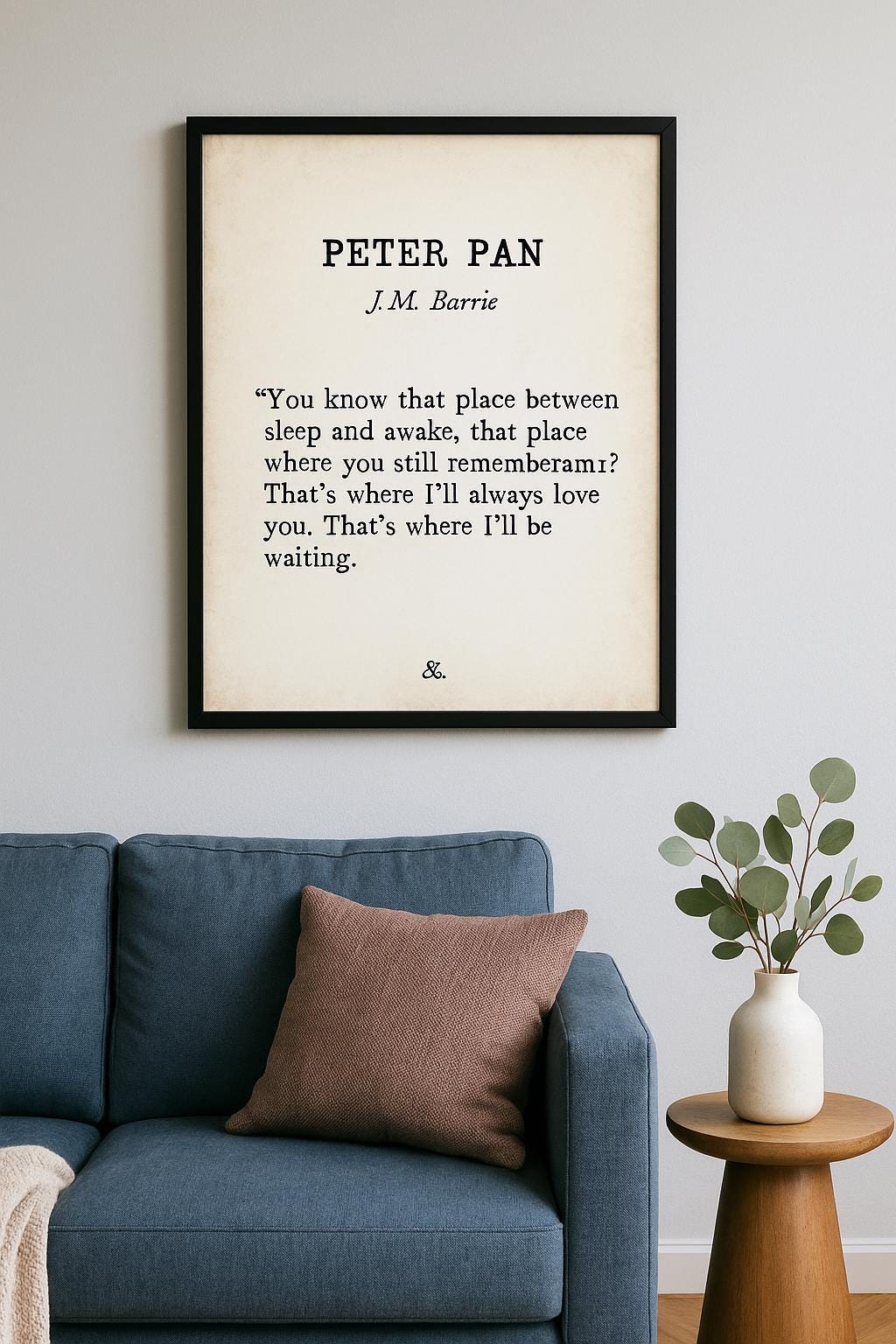 Peter Pan Quote Vintage Book Page Style Print J.M. Barrie Wall Art ...