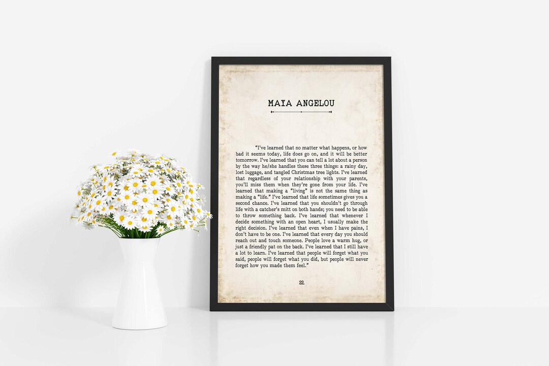 Maya Angelou Quote Print: Vintage Book Page Style Literary Art - Etsy