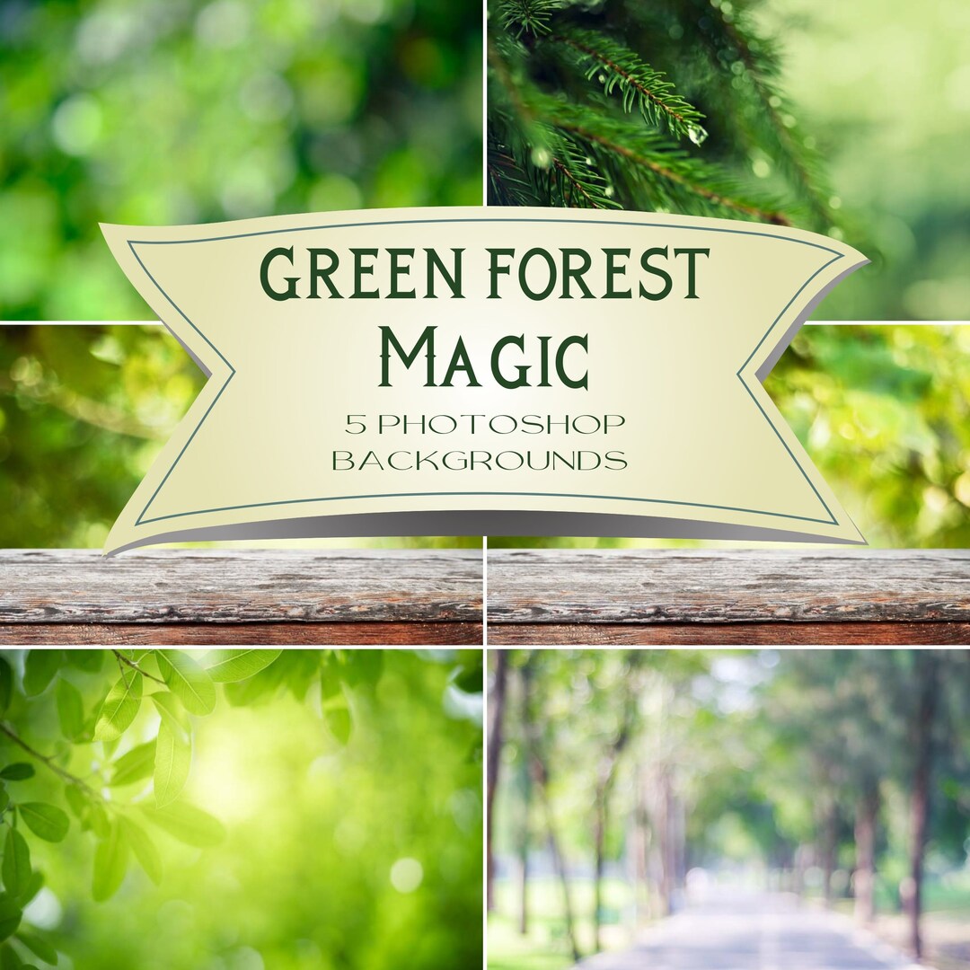 Green Forest Magic Photoshop Overlays, 5 Nature Bokeh Backgrounds for ...