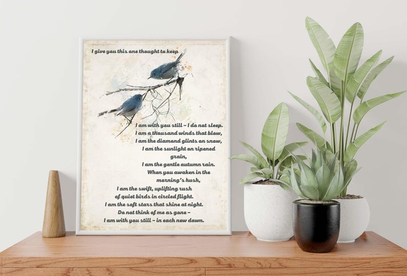 Sympathy Poem Print: Vintage Bird Art Memorial Gift - Etsy