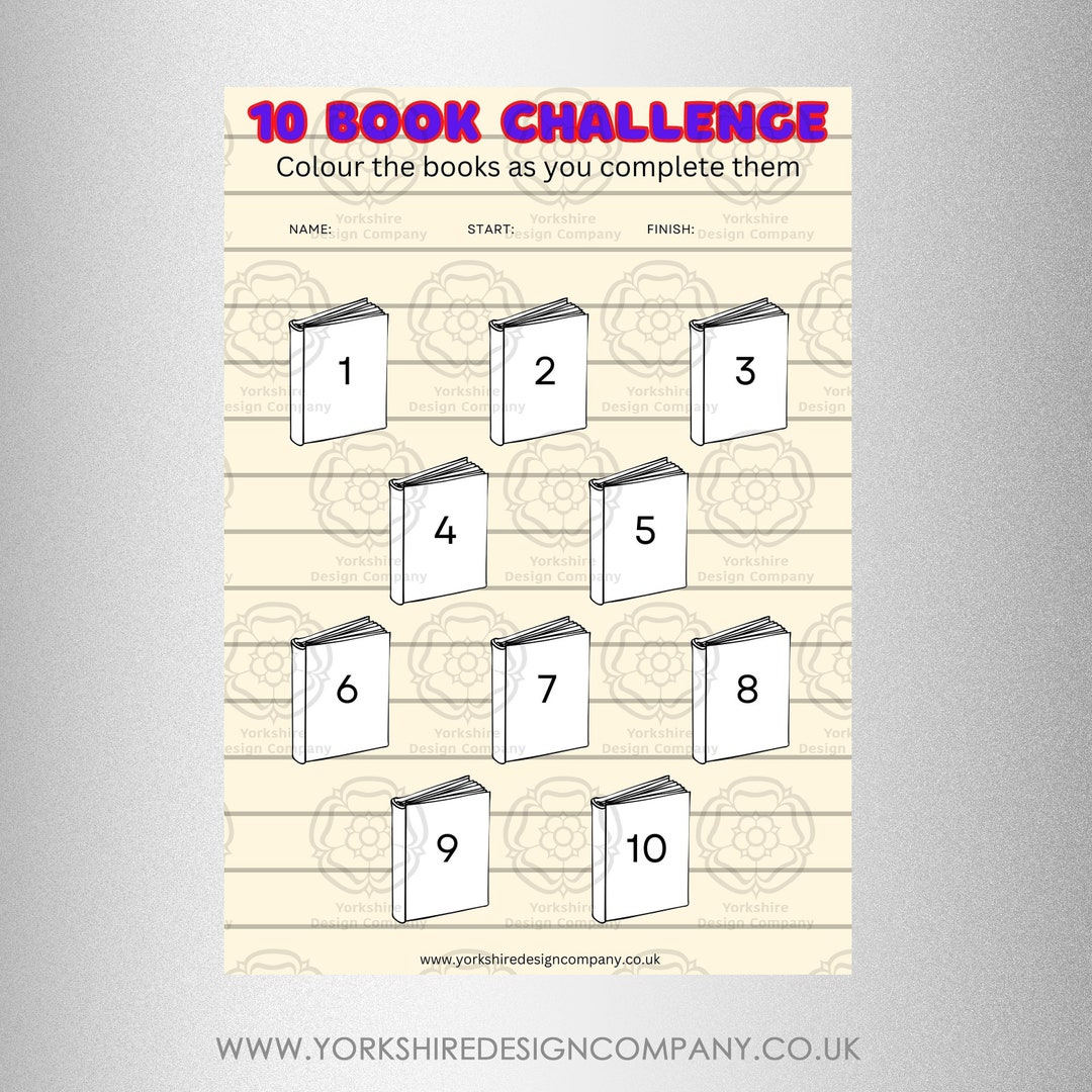 10 Book Reading Challenge Poster - Print at Home - Etsy