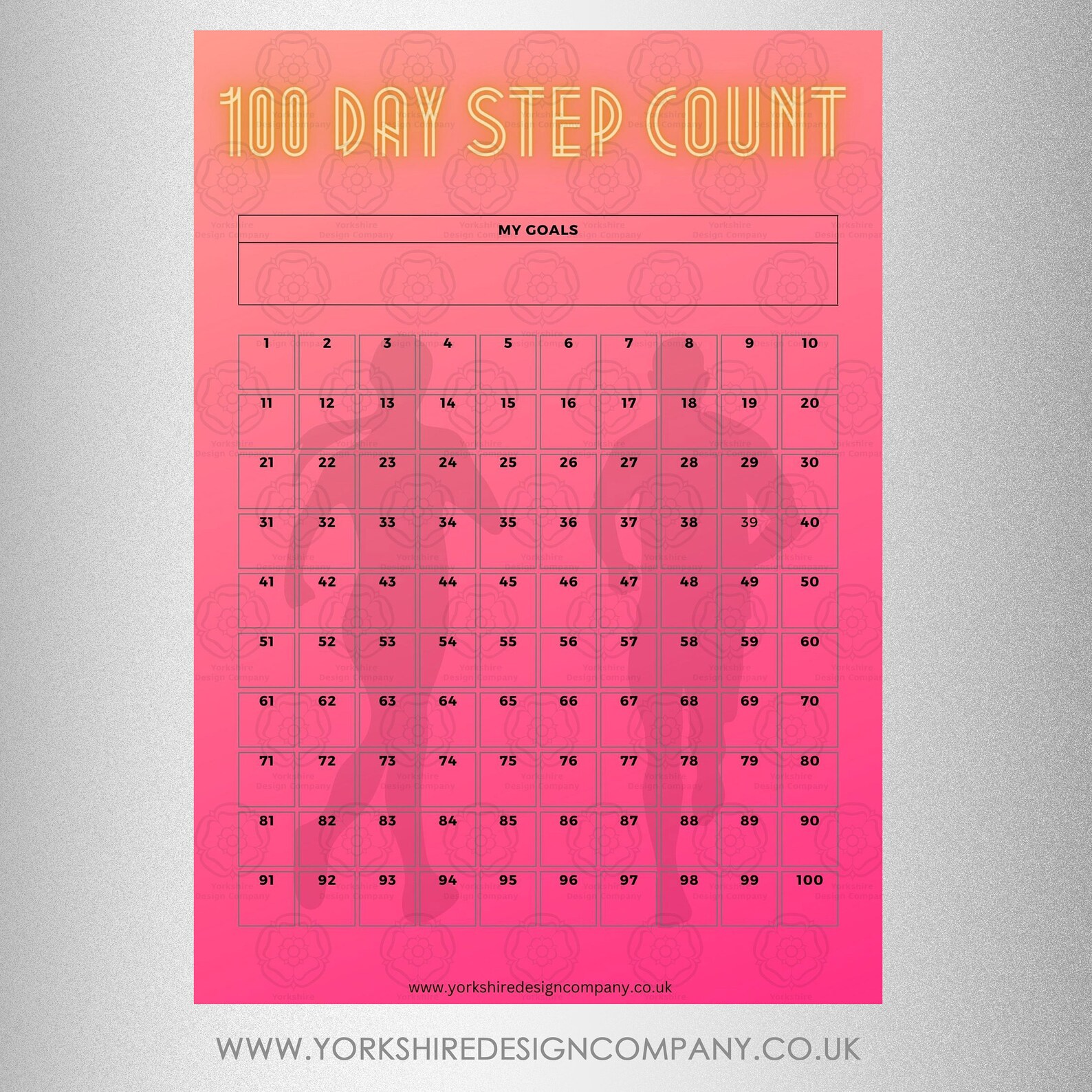 100 Day Step Count Challenge Poster - Print at Home - Etsy