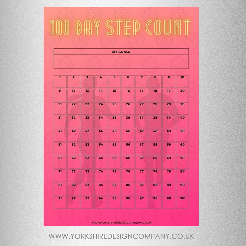 100 Day Step Count Challenge Poster - Print at Home - Etsy