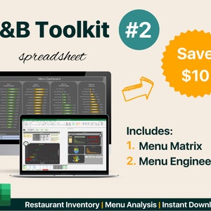 F&B Toolkit 2 Menu Matrix Menu Engineering Template SET DEAL Food ...