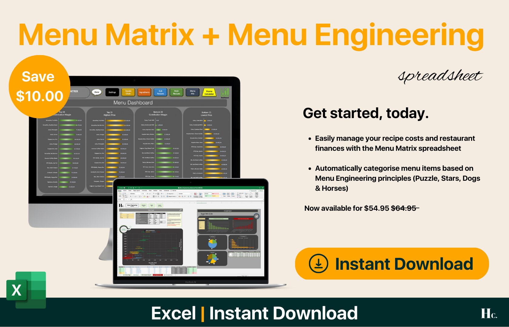 F&B Toolkit 2 Menu Matrix Menu Engineering Template SET DEAL Food ...