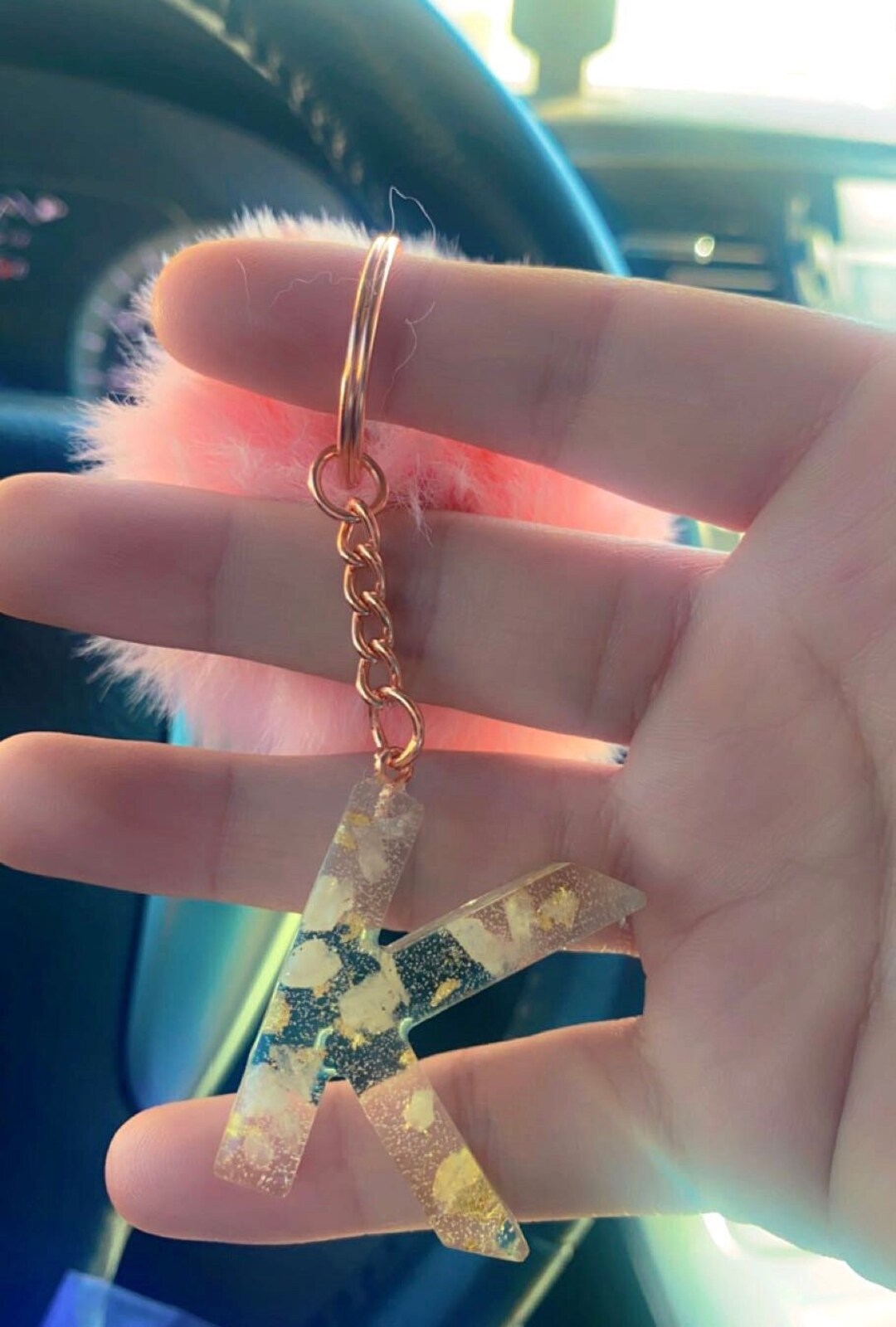 CUSTOM Resin Initial Keychain Made With Real Crystals - Etsy