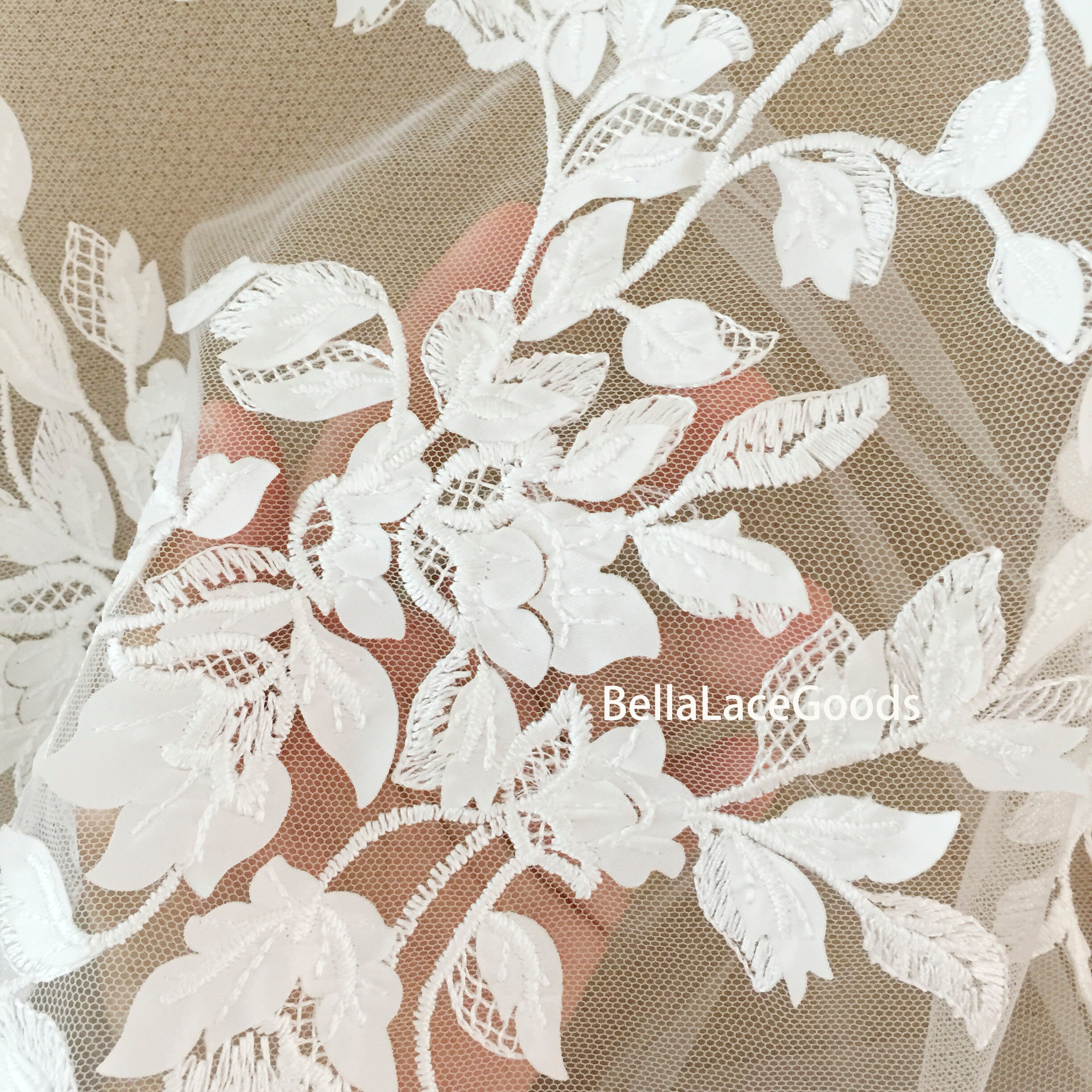 Off-white 3D Applique Mesh Embroidery Fabric Bridal Dress - Etsy