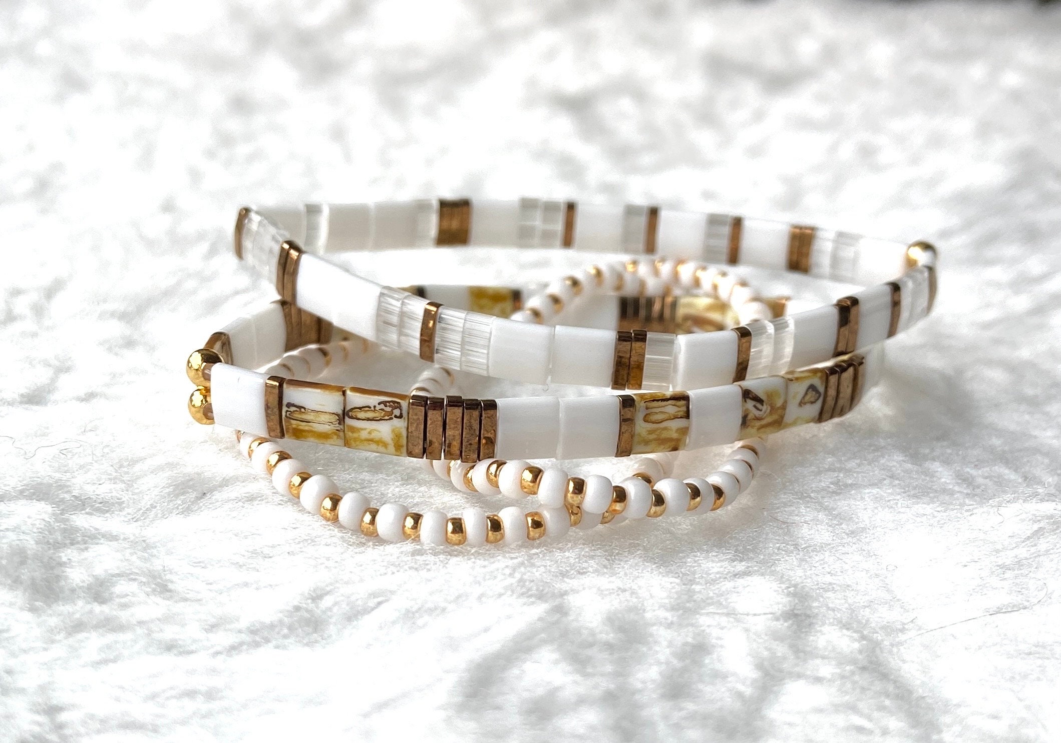 Stackable Bracelets, Stretch Bracelets, Miyuki Bracelets, Tila Tile ...