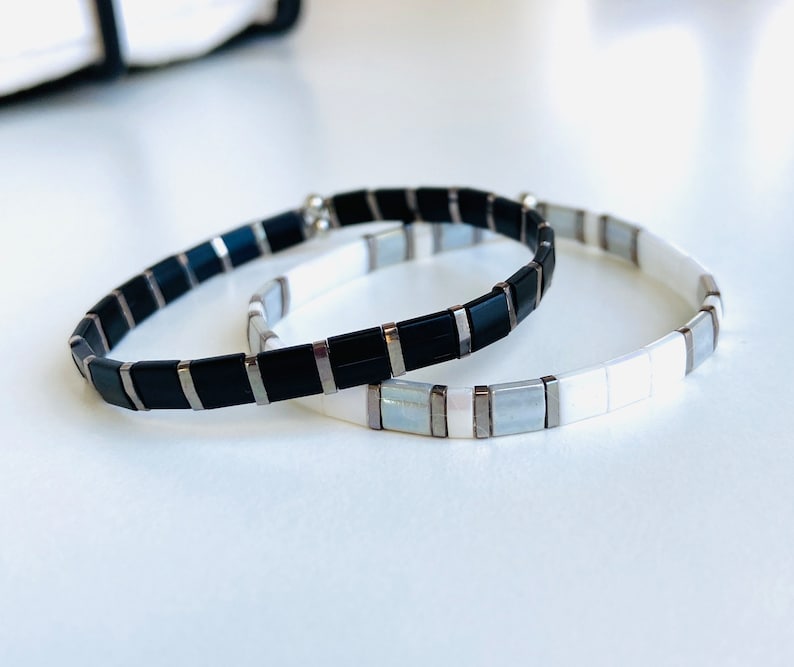 Miyuki Tila Tile Bracelet: Stackable Boho Stretch Bracelet - Etsy