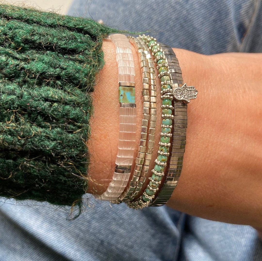 Stackable Bracelets, Beaded Bracelets for Women, Adjustable Bracelet ...