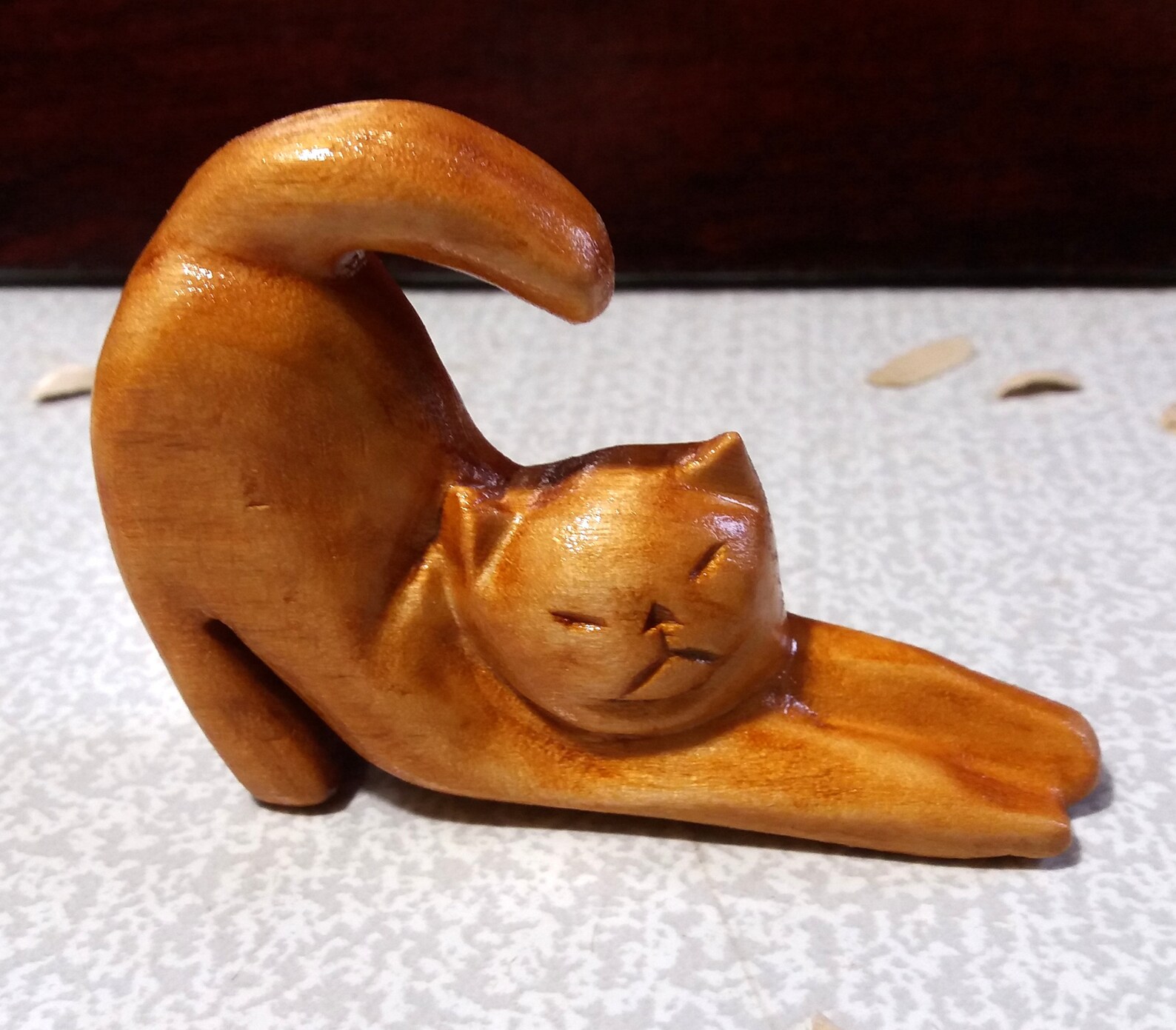 Hand carved wooden cats gift for a cat lover miniature cat | Etsy
