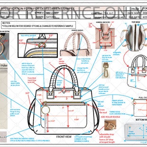 Illustrator Tech Pack Template for Handbags and Wallets (includes ...