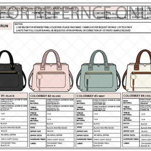 Illustrator Tech Pack Template for Handbags and Wallets (includes ...
