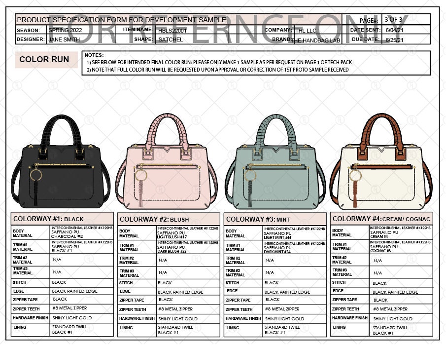 Illustrator Tech Pack Template for Handbags and Wallets (includes ...