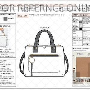 Illustrator Tech Pack Template for Handbags and Wallets (includes ...