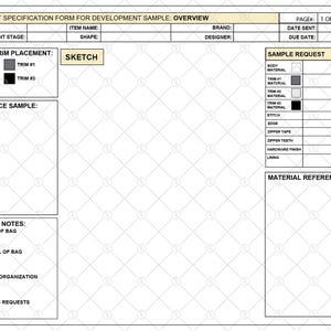 Illustrator Tech Pack Template for Handbags and Wallets (includes ...
