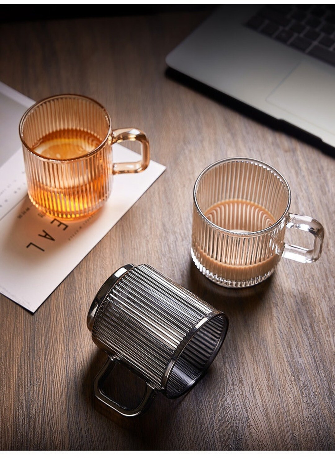 Ripple Glass Japanese Style Mug Ribbed Brown Black - Etsy