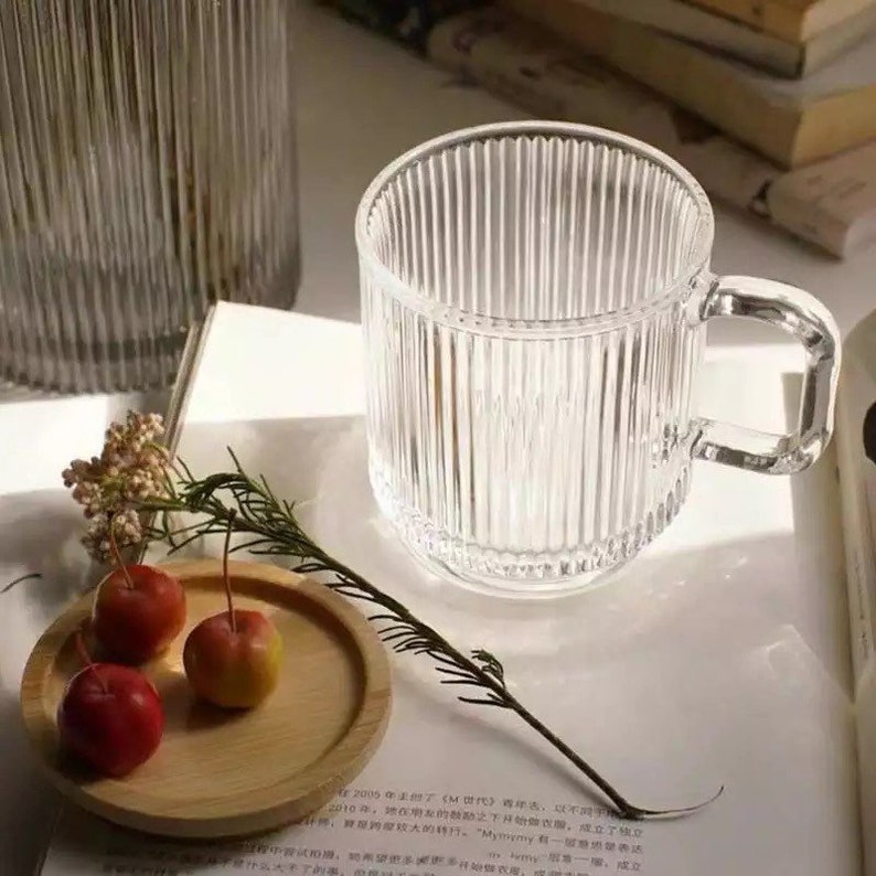 Ripple Glass Japanese Style Mug Ribbed Brown Black - Etsy