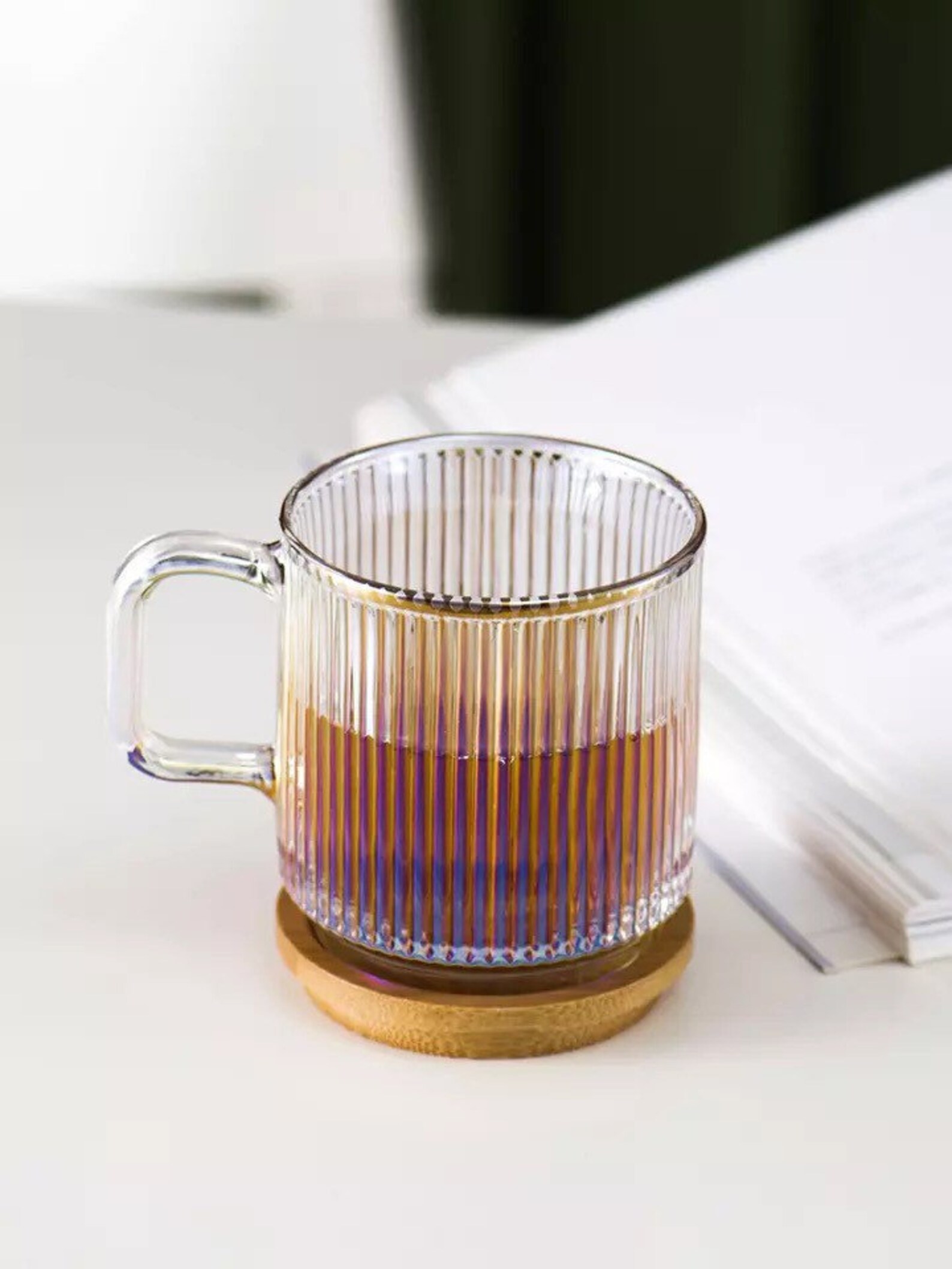 Ripple Glass Japanese Style Mug Ribbed Brown Black - Etsy