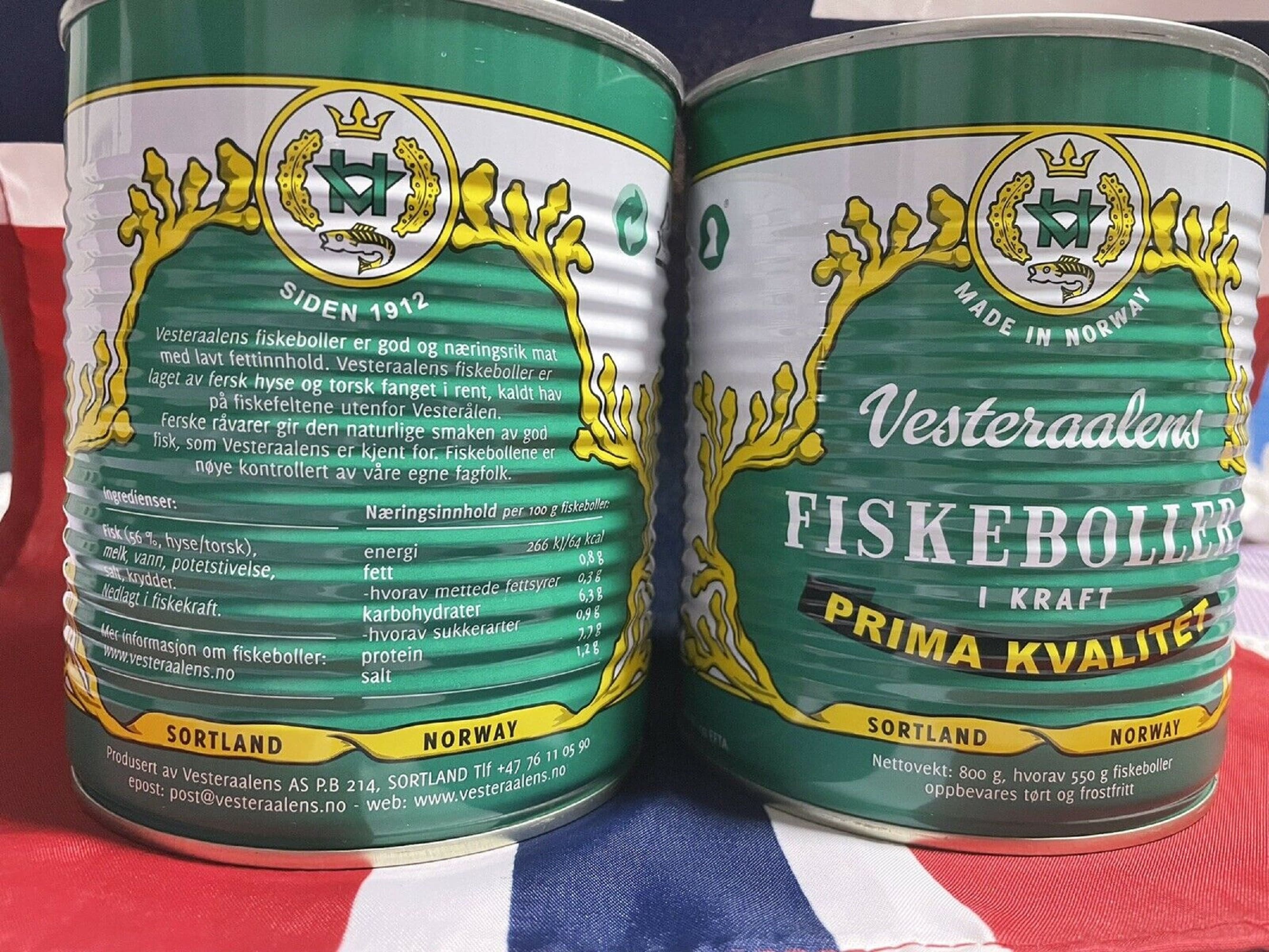 Norwegian Fiskeboller Fish Balls Canned Food Cod Haddock Fish Healthy ...