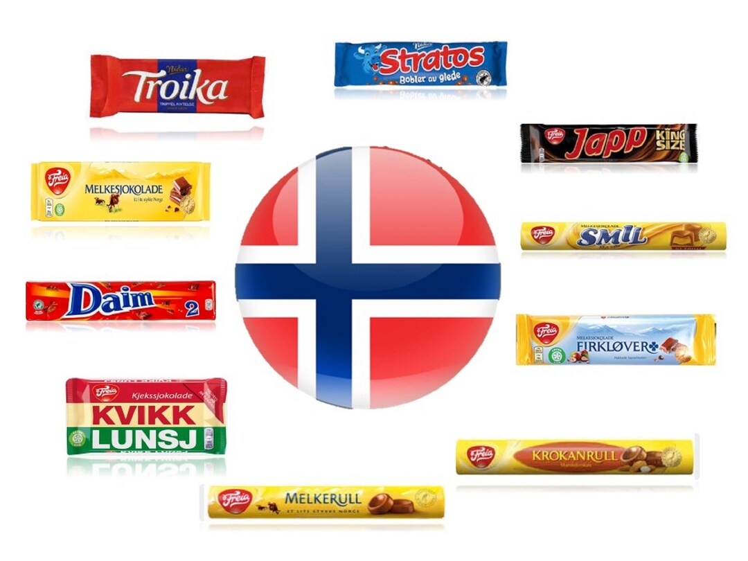 Norwegian Traditional Chocolate Sweet Box Kit 11xbars Freia Nidar ...