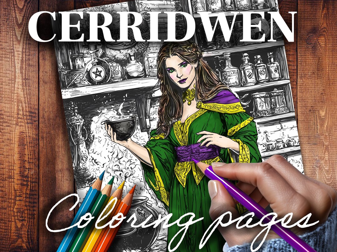 Cerridwen Goddess Coloring Book Pages: Welsh Mythology (printable PDF ...