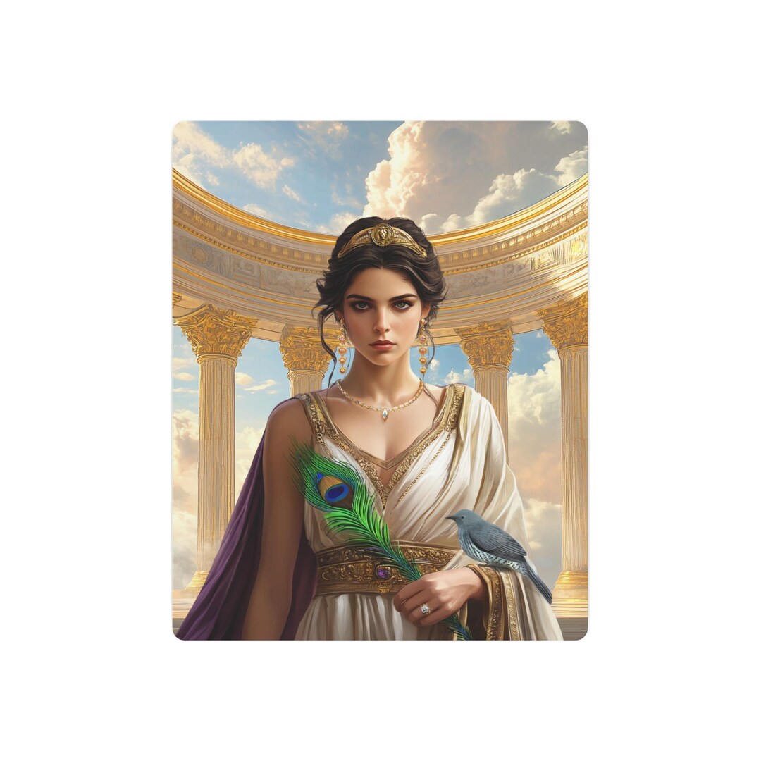 Metal Art Sign - Greek Goddess Hera Classical Painting, Peacock Feather ...
