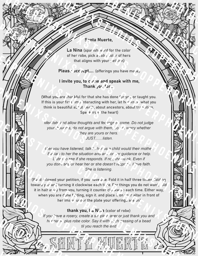 Santa Muerte Coloring Book Pages: Art, History, Prayer (PDF) - Etsy Canada
