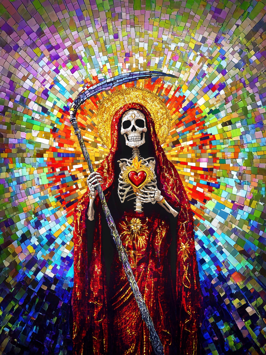 Sacred Santa Muerte in Red Robe High-resolution Digital Files - Etsy