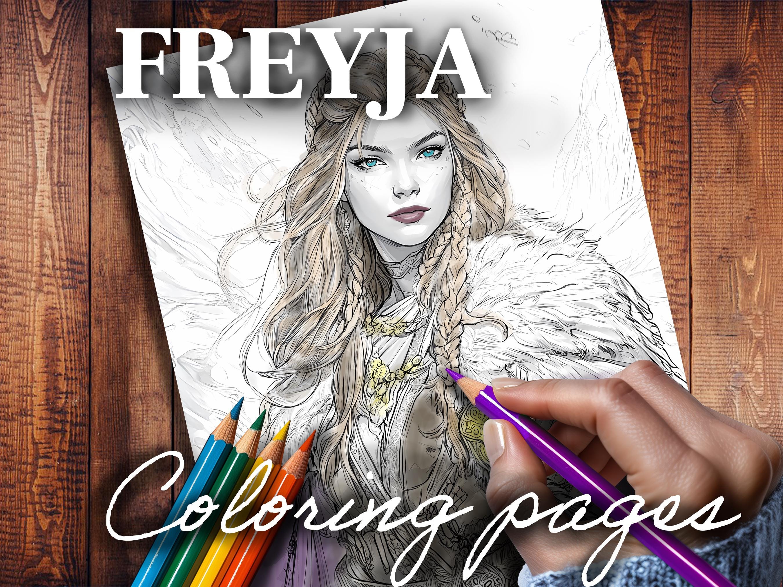 Freyja Coloring Book Pages - Norse Goddess Freya - Etsy