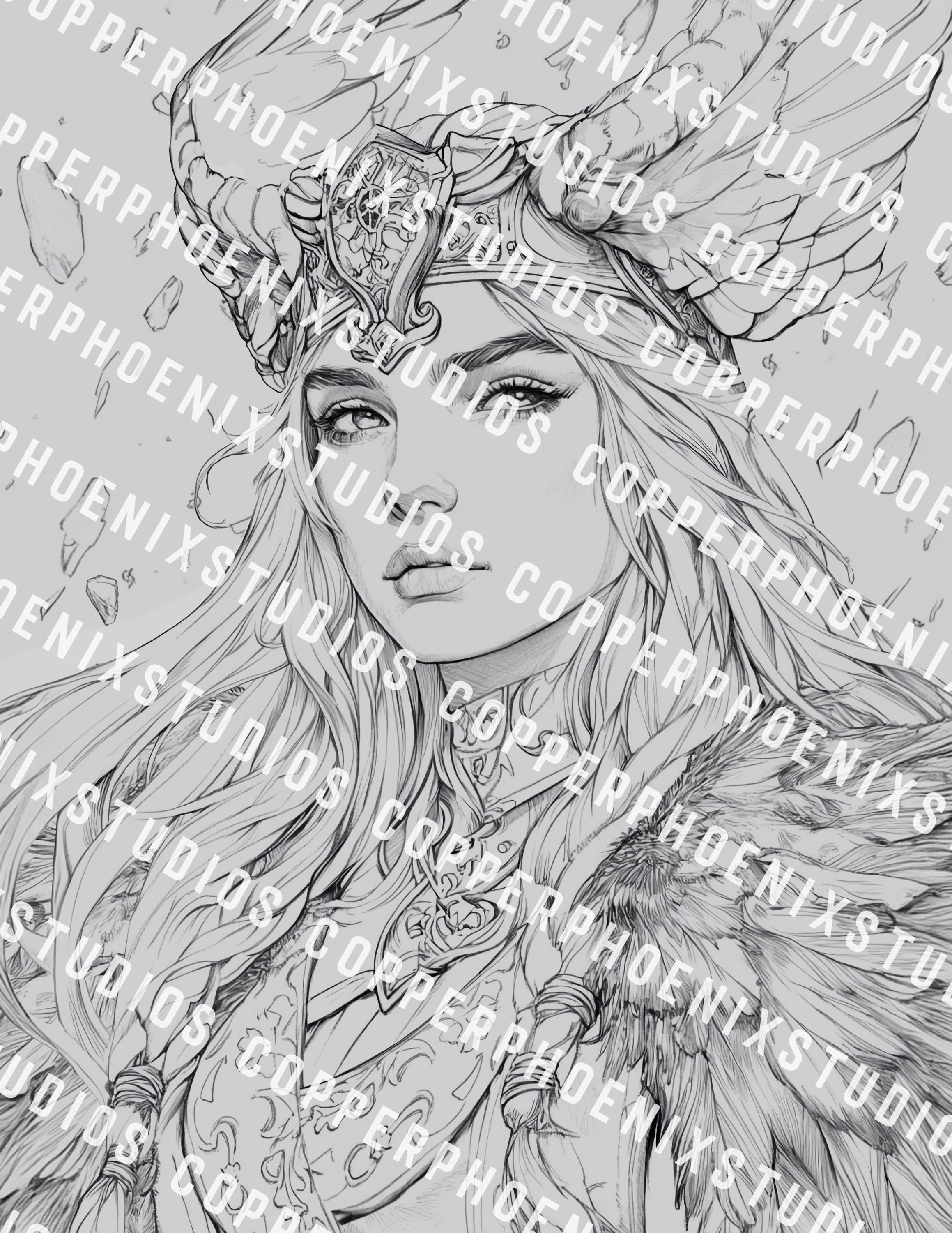 Freyja Coloring Book Pages - Norse Goddess Freya - Etsy