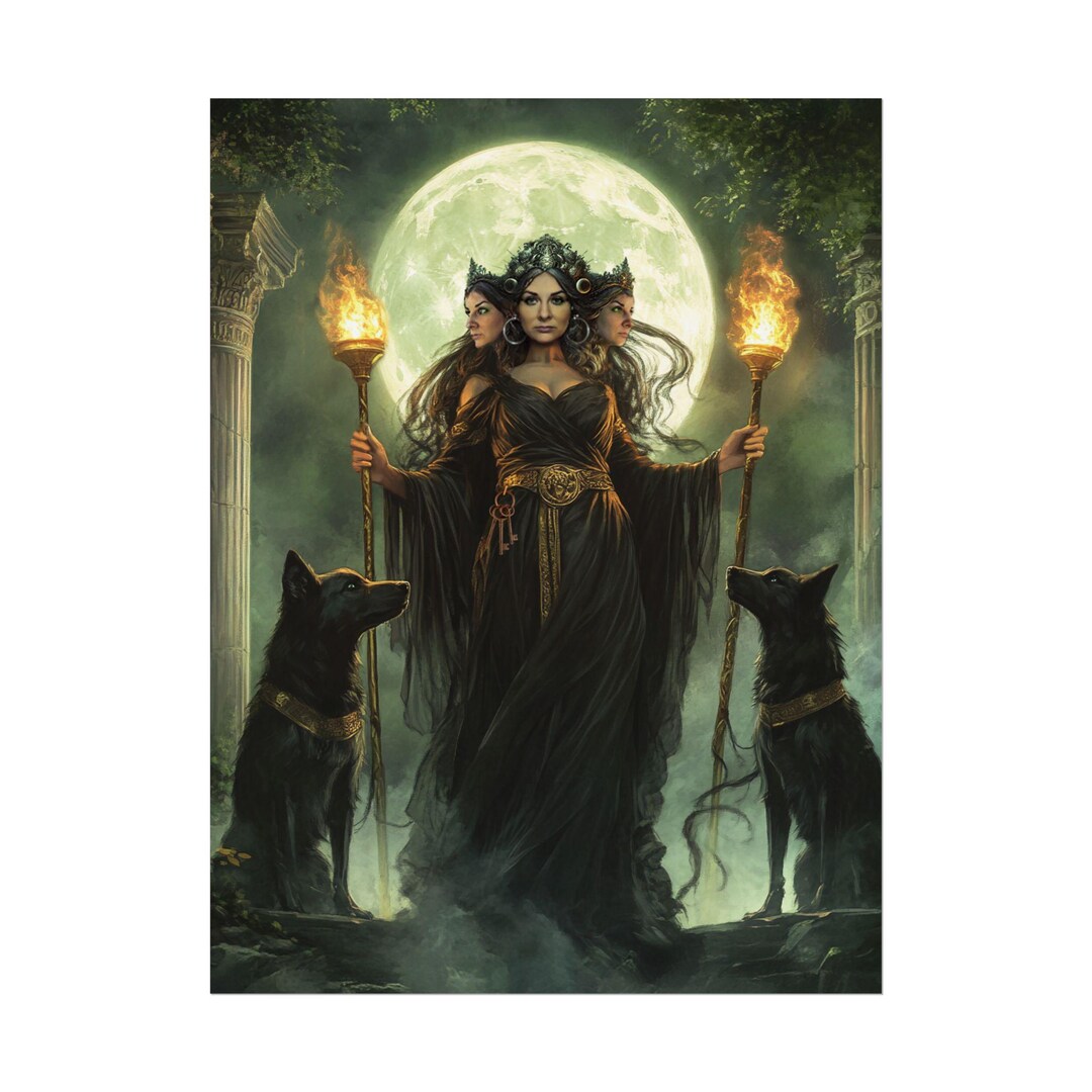 Hecate the Moon Goddess, Mystical Witch Art Print, Enchanting Greek ...