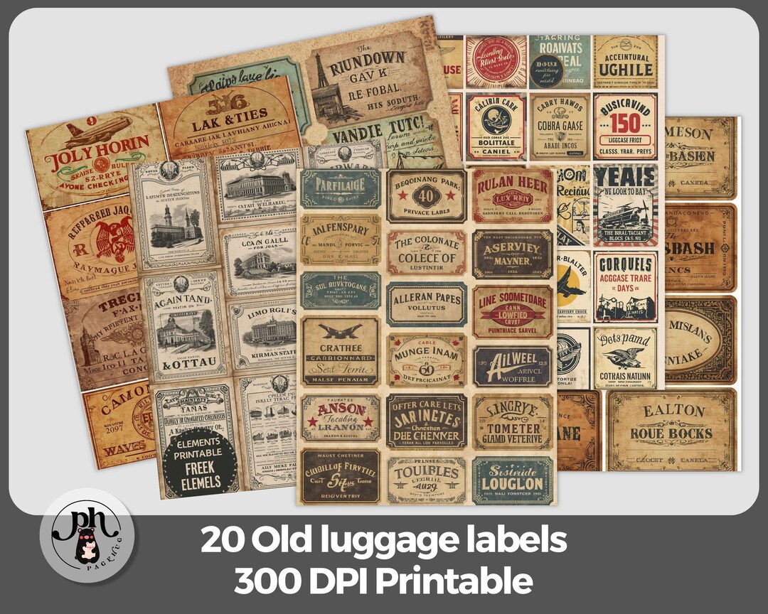 Old Luggage Labels Junk Journal Printable, Vintage Travel Ephemera ...