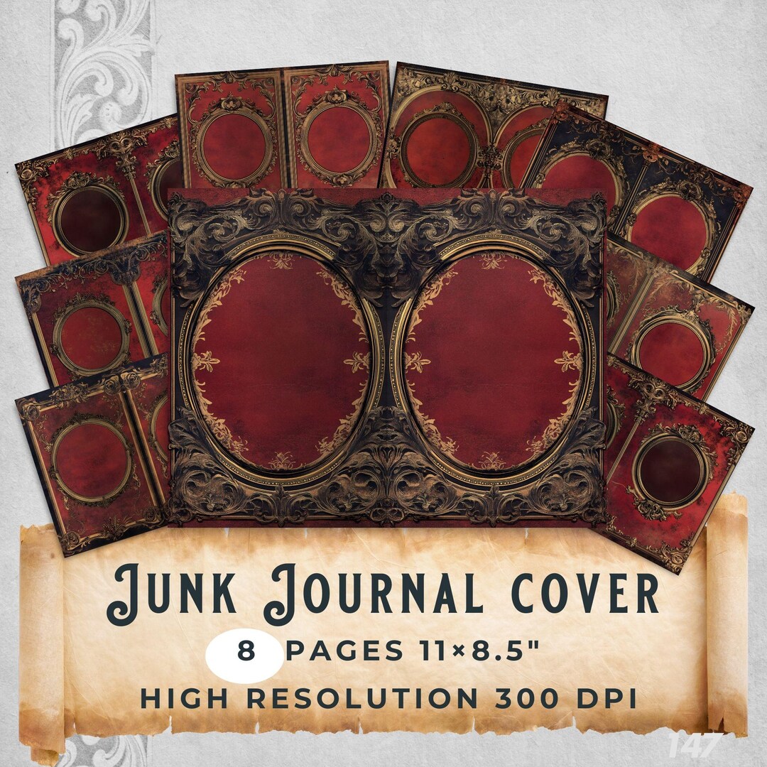 Victorian-style Book Cover Printable | Elegant Junk Journal Cover ...
