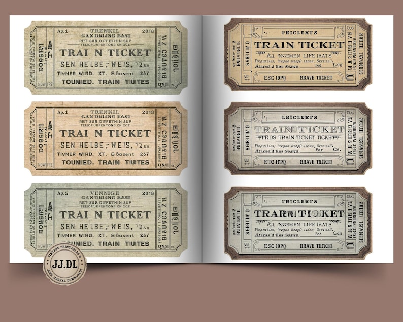100 Old Train Ticket Labels Junk Journal | Vintage Travel Ephemera ...