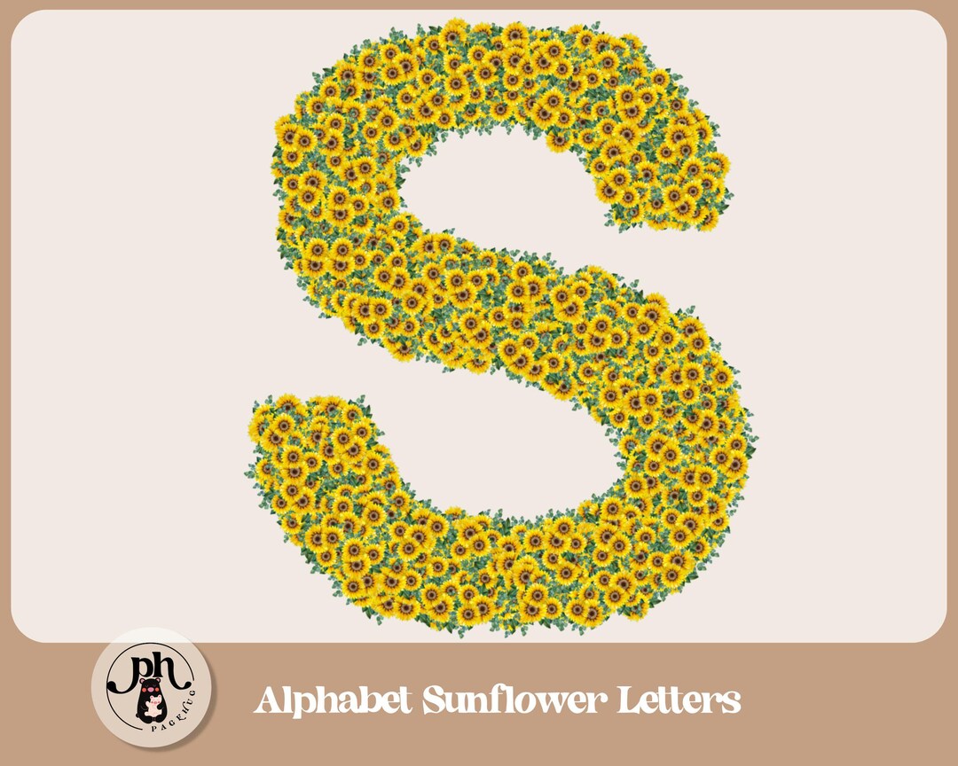Sunflower Alphabet Letters PNG | Text Art Sunflower PNG | Sunflower ...