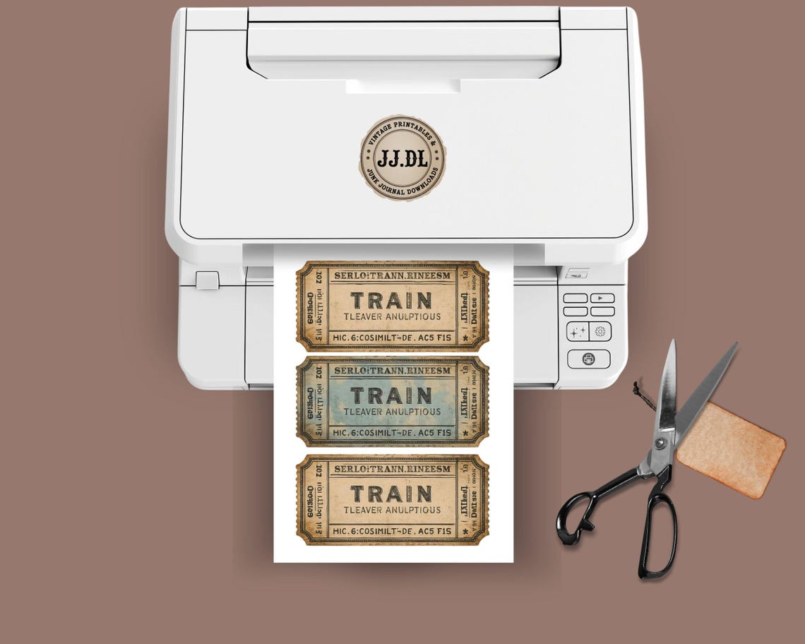 100 Old Train Ticket Labels Junk Journal | Vintage Travel Ephemera ...