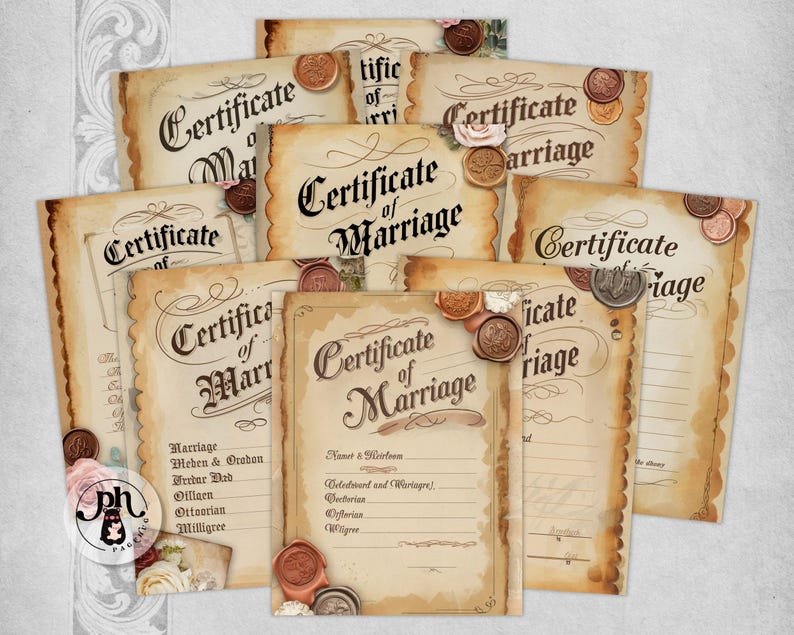 Victorian Marriage Certificate Printable – Vintage Junk Journal ...