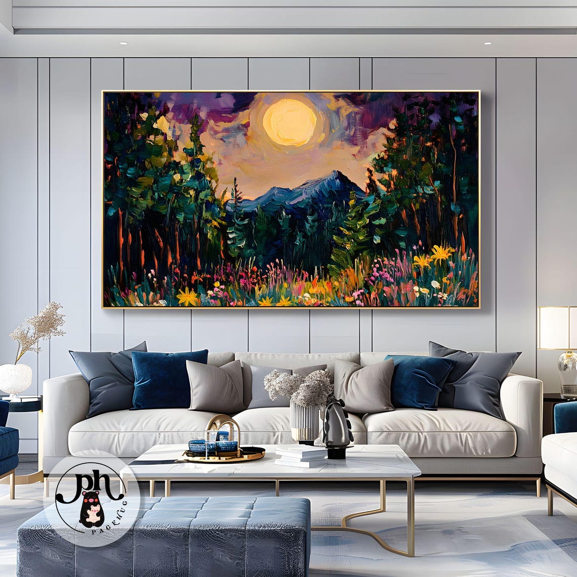 Frame Tv Art 4k Wallpaper Backgrounds Full Moon Over Forest