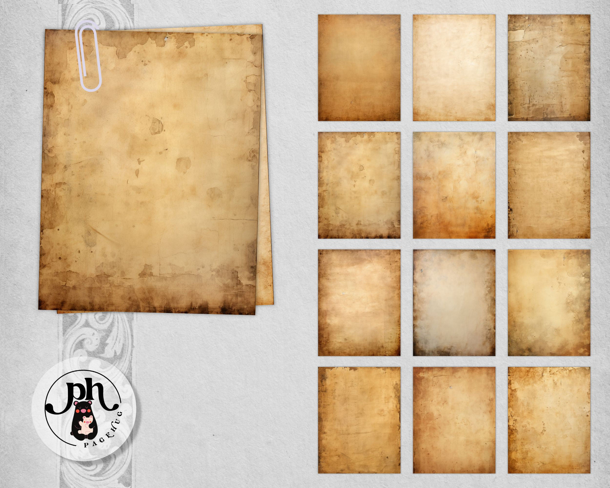 Printable Journal Paper Vintage Background, 24 JPG Sheets 300 DPI ...
