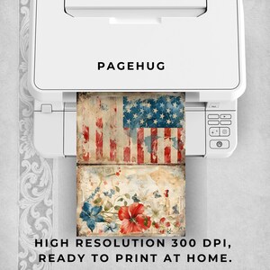 Vintage Floral American Flag Junk Journal Pages Digital Print Beige ...