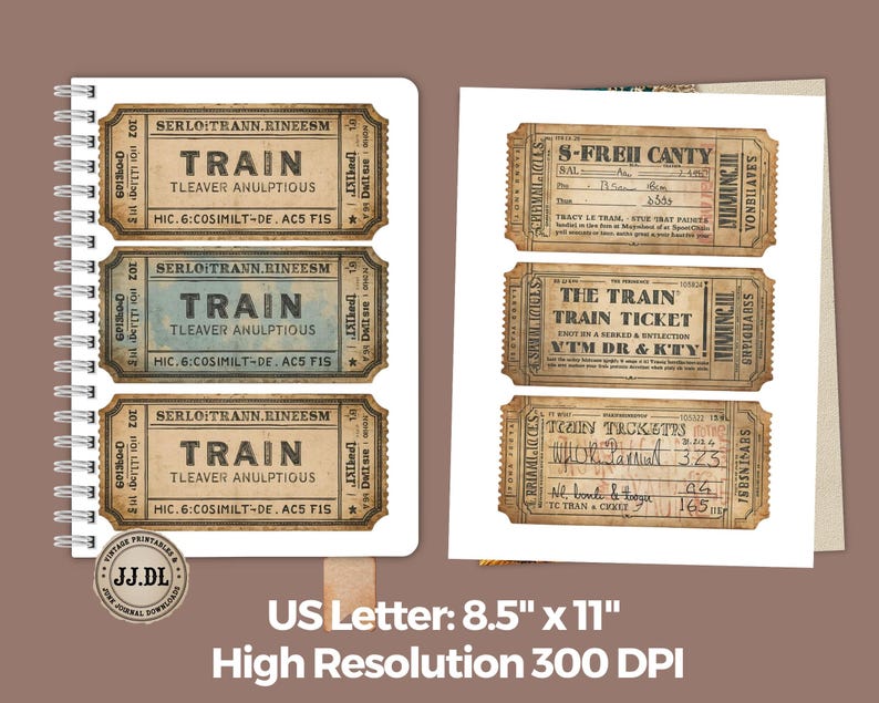 100 Old Train Ticket Labels Junk Journal | Vintage Travel Ephemera ...