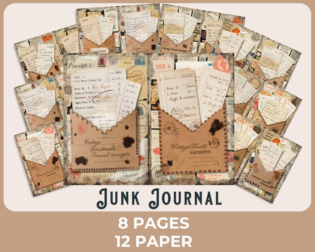 Vintage Travel Receipts Junk Journal Page – Antique European Ephemera ...
