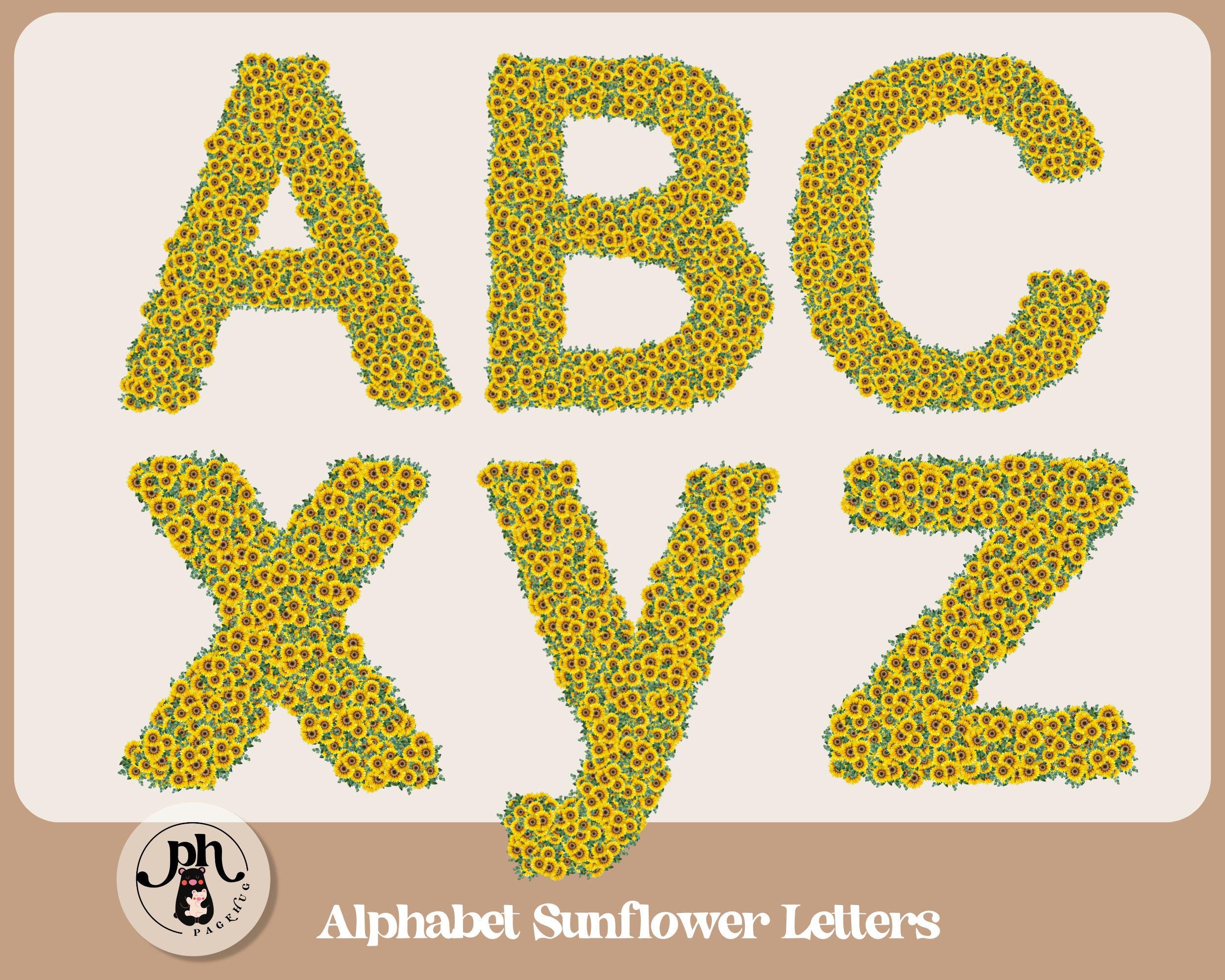 Sunflower Alphabet Letters PNG | Text Art Sunflower PNG | Sunflower ...