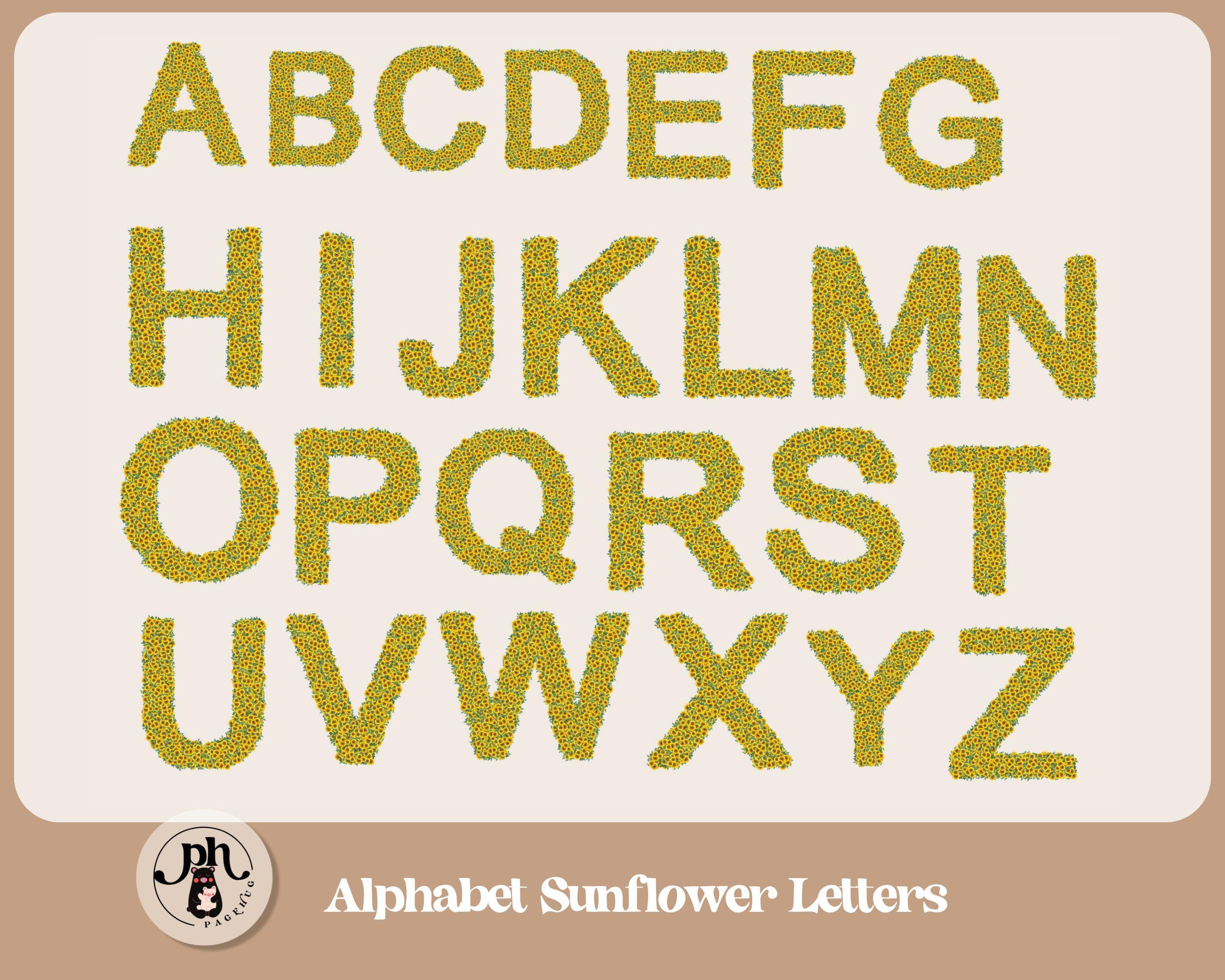 Sunflower Alphabet Letters PNG | Text Art Sunflower PNG | Sunflower ...