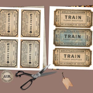 100 Old Train Ticket Labels Junk Journal | Vintage Travel Ephemera ...