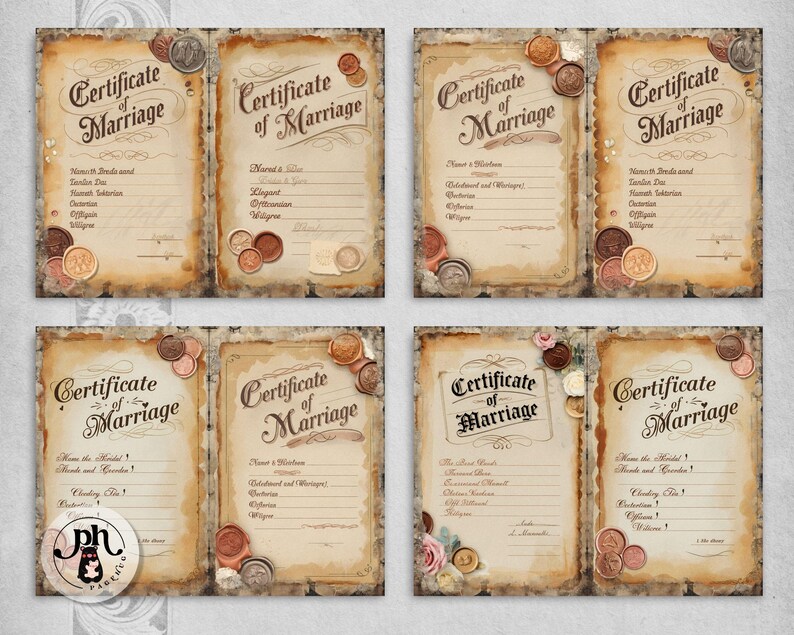Victorian Marriage Certificate Printable – Vintage Junk Journal ...