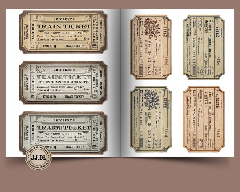 100 Old Train Ticket Labels Junk Journal | Vintage Travel Ephemera ...